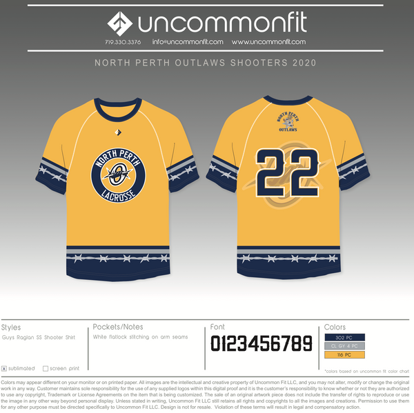 Outlaws Short Sleeve Shooter | box lacrosse uniforms | Uncommon Fit